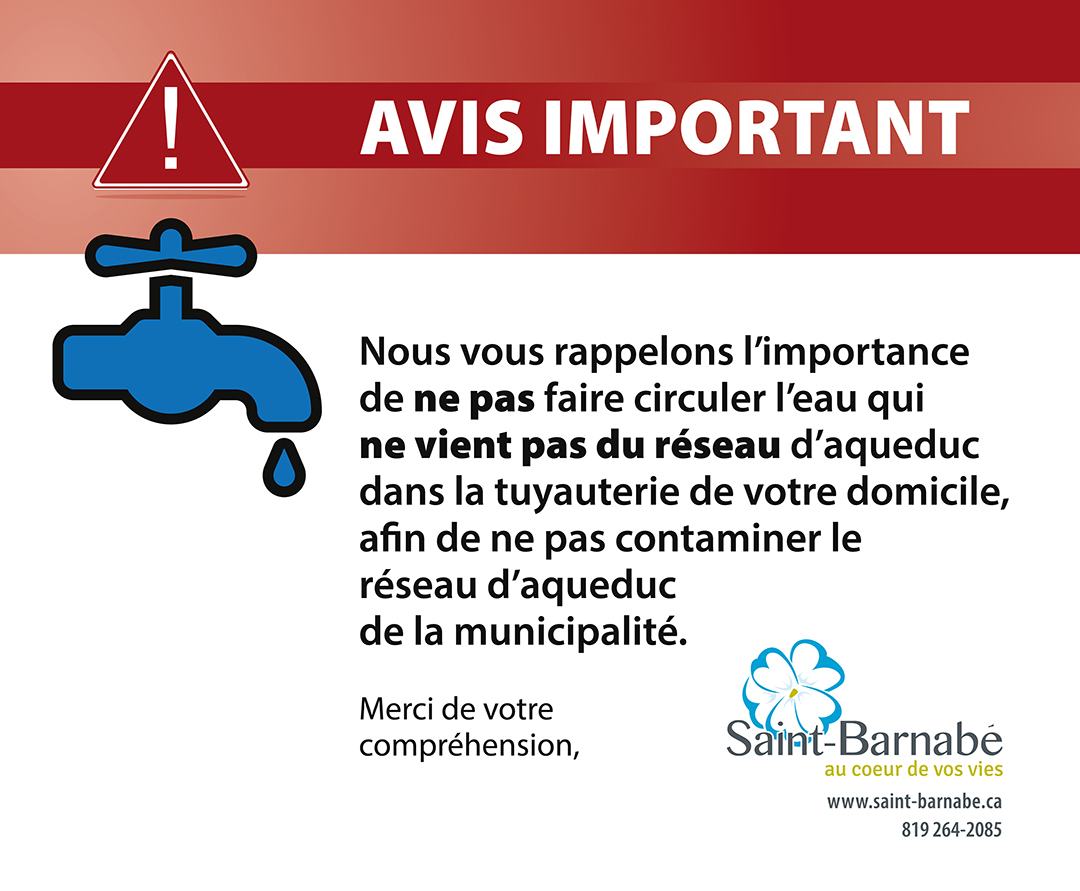 AVIS IMPORTANT - Municipalité de Saint-Barnabé